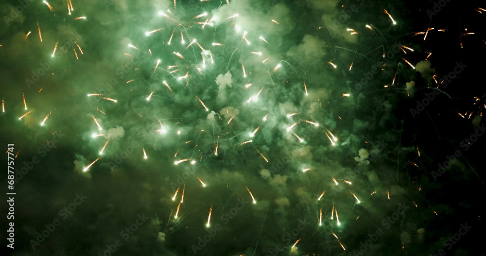 Green firework in night time celebrate national holiday. Green Firework ...