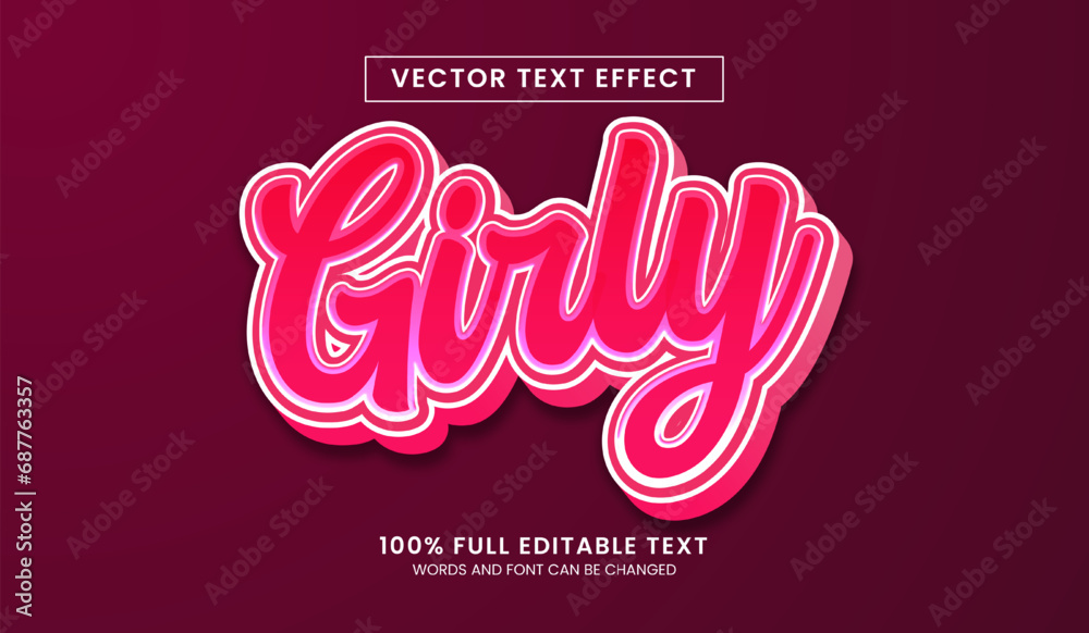 Design editable text effect, girly text vector illustration Stock ...