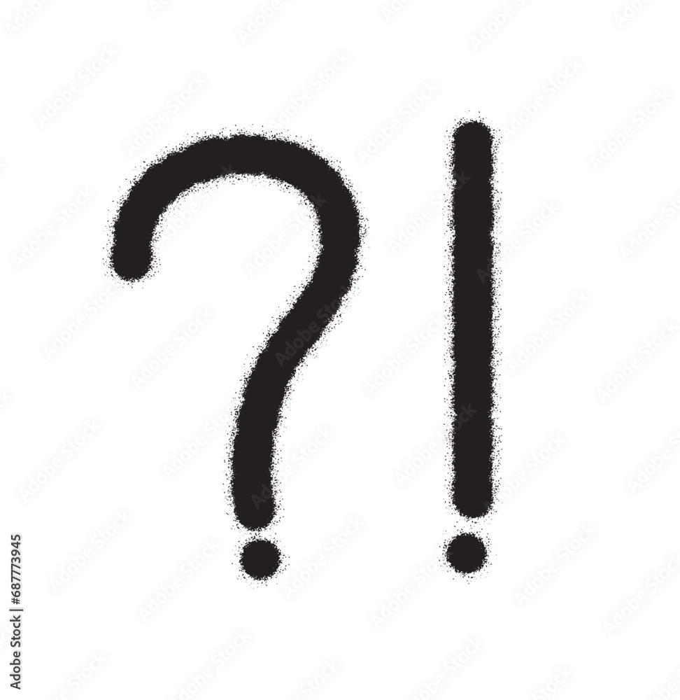Spray Graffiti question mark and exclamation mark icon isolated on ...