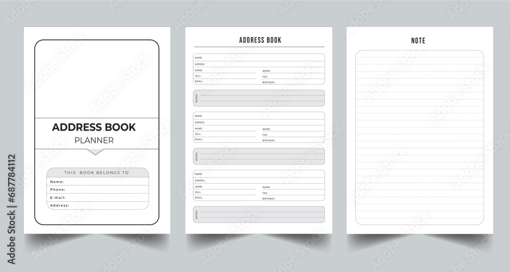 Editable Address Book Planner Kdp Interior printable template Design ...