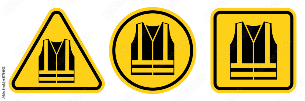 Set of safety equipment signs. Mandatory construction and industry ...