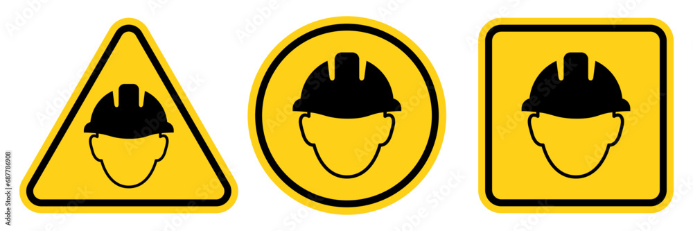 Set of safety equipment signs. Mandatory construction and industry ...