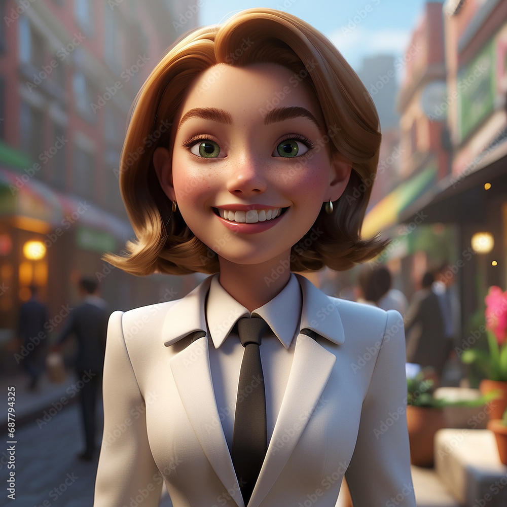 cartoon girl suit smile Stock Photo | Adobe Stock