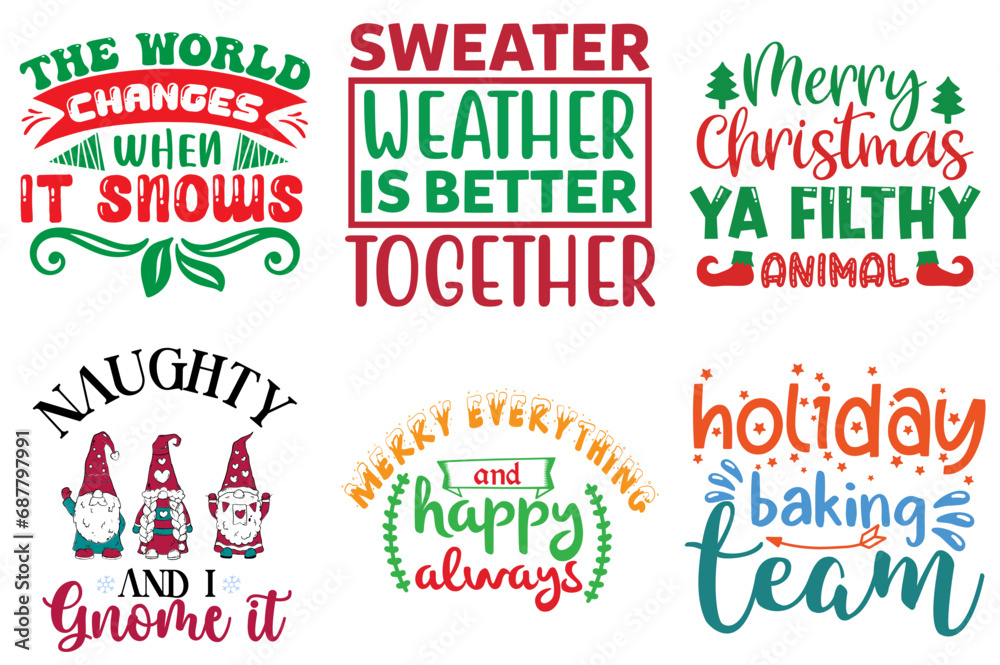 Merry Christmas and Holiday Celebration Quotes Bundle Christmas Vector ...