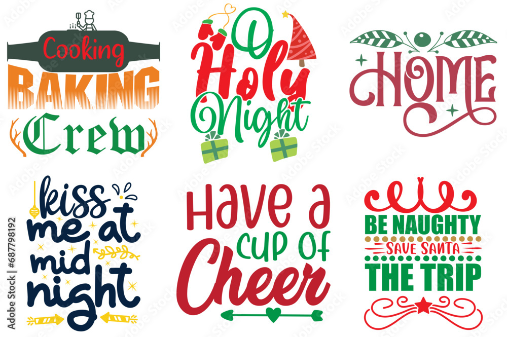 Christmas Festival and Winter Holiday Typographic Emblems Set Christmas ...