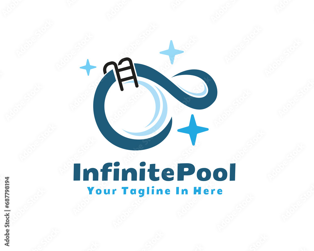 infinity swimming pool logo symbol design template illustration ...