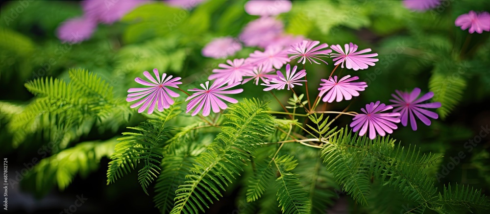 Mimosa pudica, the shy plant, has touch-sensitive leaves and is ...
