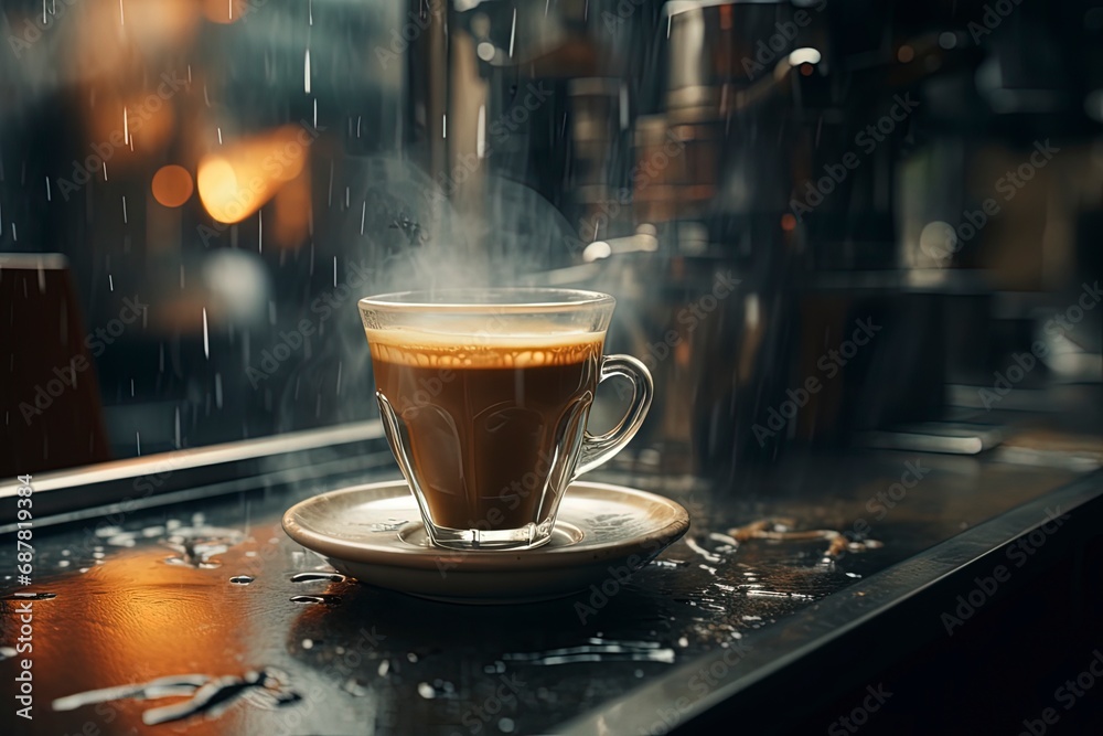 Capturing the essence of a rainy day: indulge in a cup of hot coffee in ...