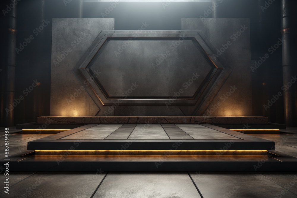 Empty stage with steps leading up to window. This image can be used to ...