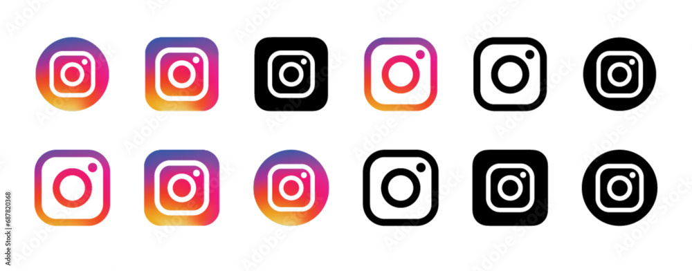 instagram logo set icon social media logo icons Stock Vector | Adobe Stock
