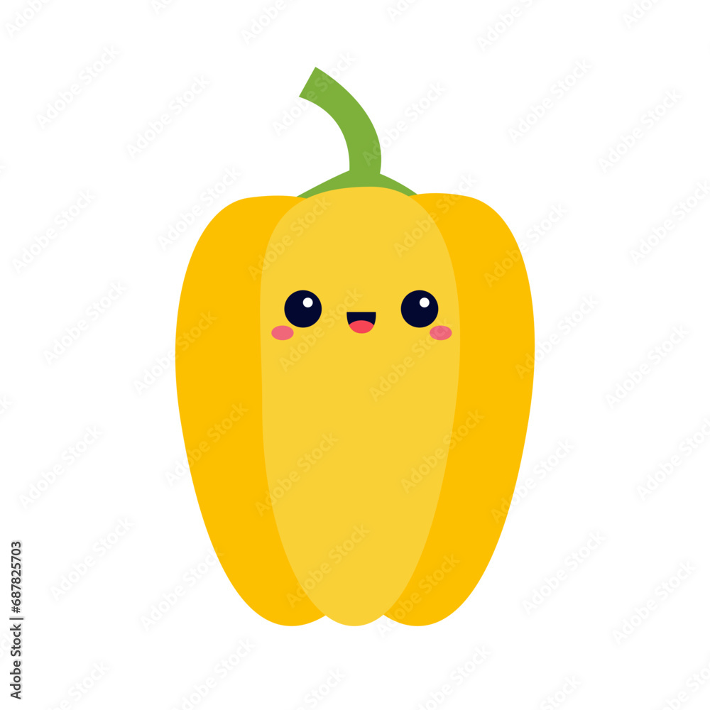 Pepper paprika icon. Cute cartoon vegetable. Kawaii character with ...