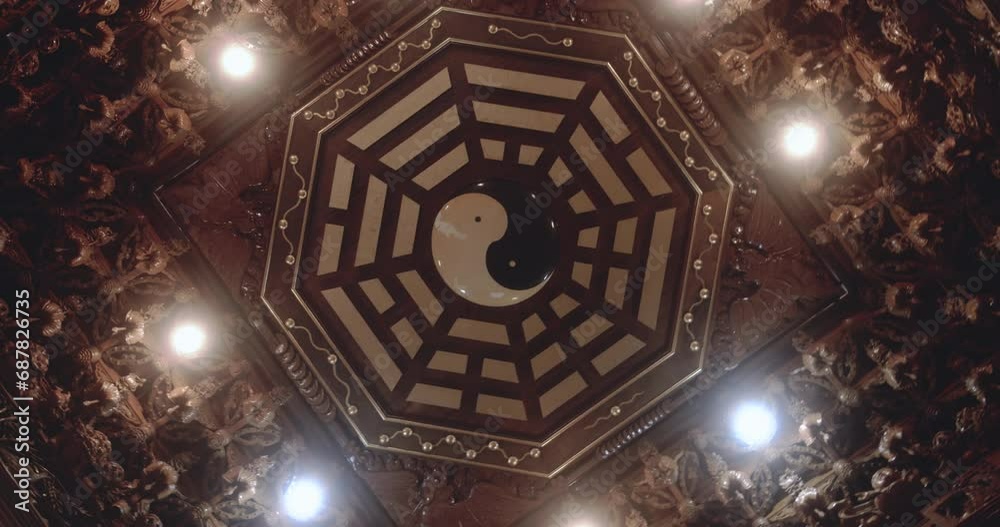 Wooden Patterns On The Ceiling Of Linyuan Qingshuiwan Temple, Taiwan ...