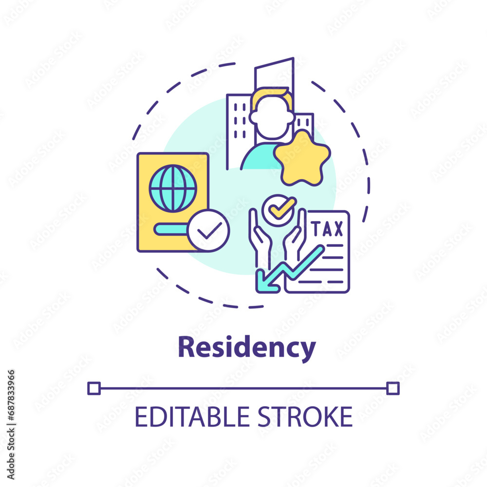 Vetor de Residency multi color concept icon. Determine eligibility for ...