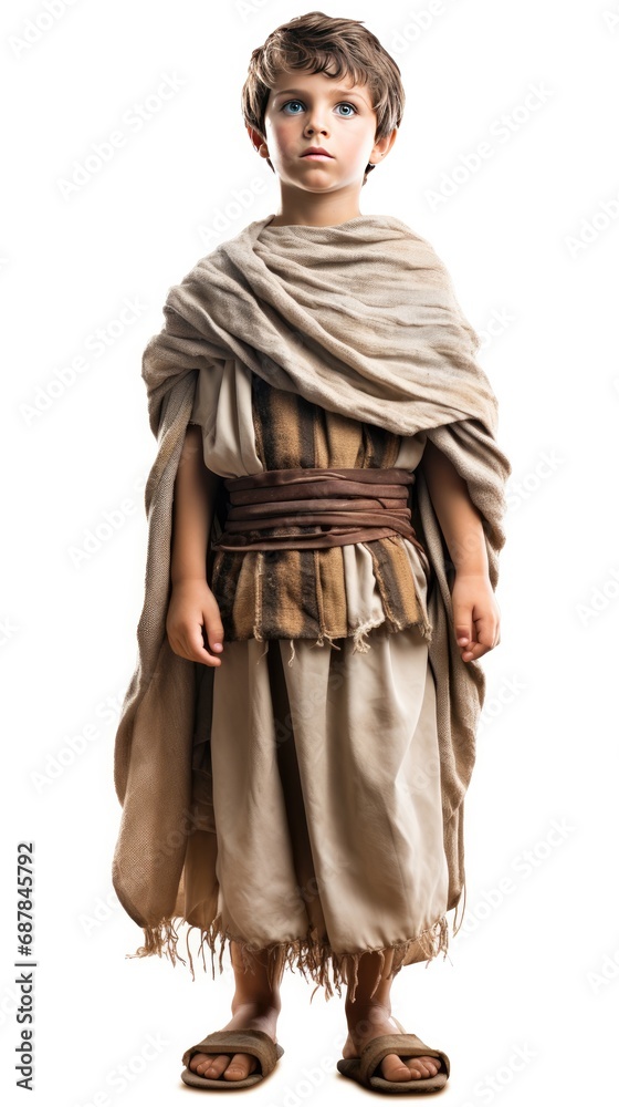 A little kid boy child wears ancient aged Roman clothing. Generative AI ...
