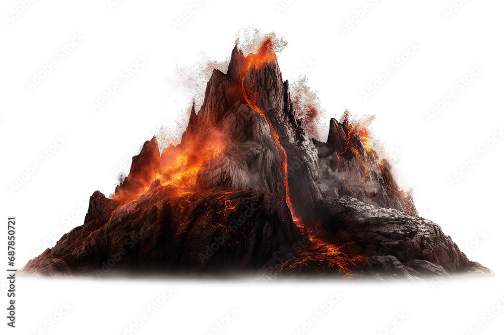 Massive volcano eruption. Volcano eruption isolated on transparent ...