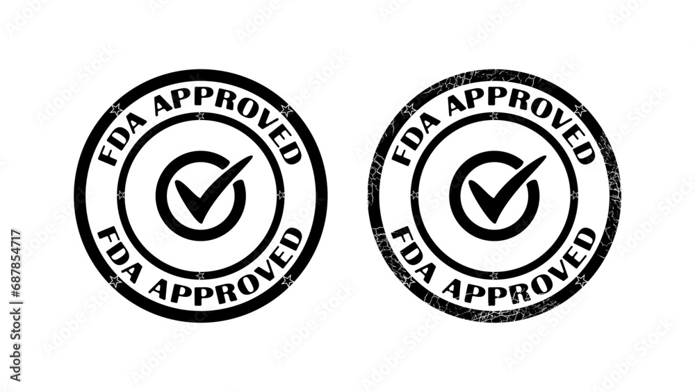 FDA approved stamp, Food and Drug Administration payment symbol, black ...