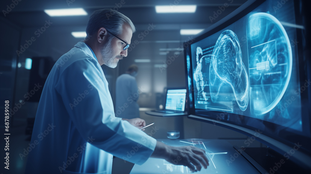 An image showcasing a professional medical setting with a doctor ...