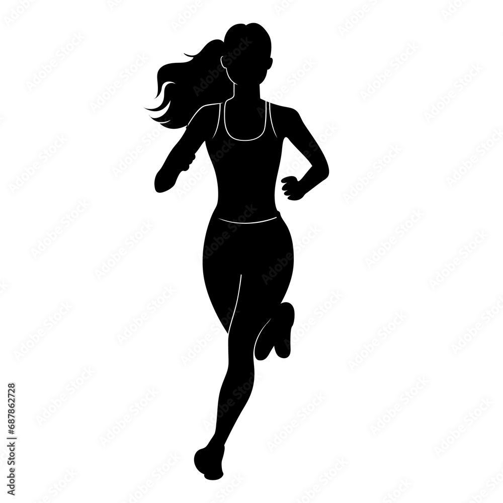 running girl silhouette vector illustration logo icon clipart isolated ...