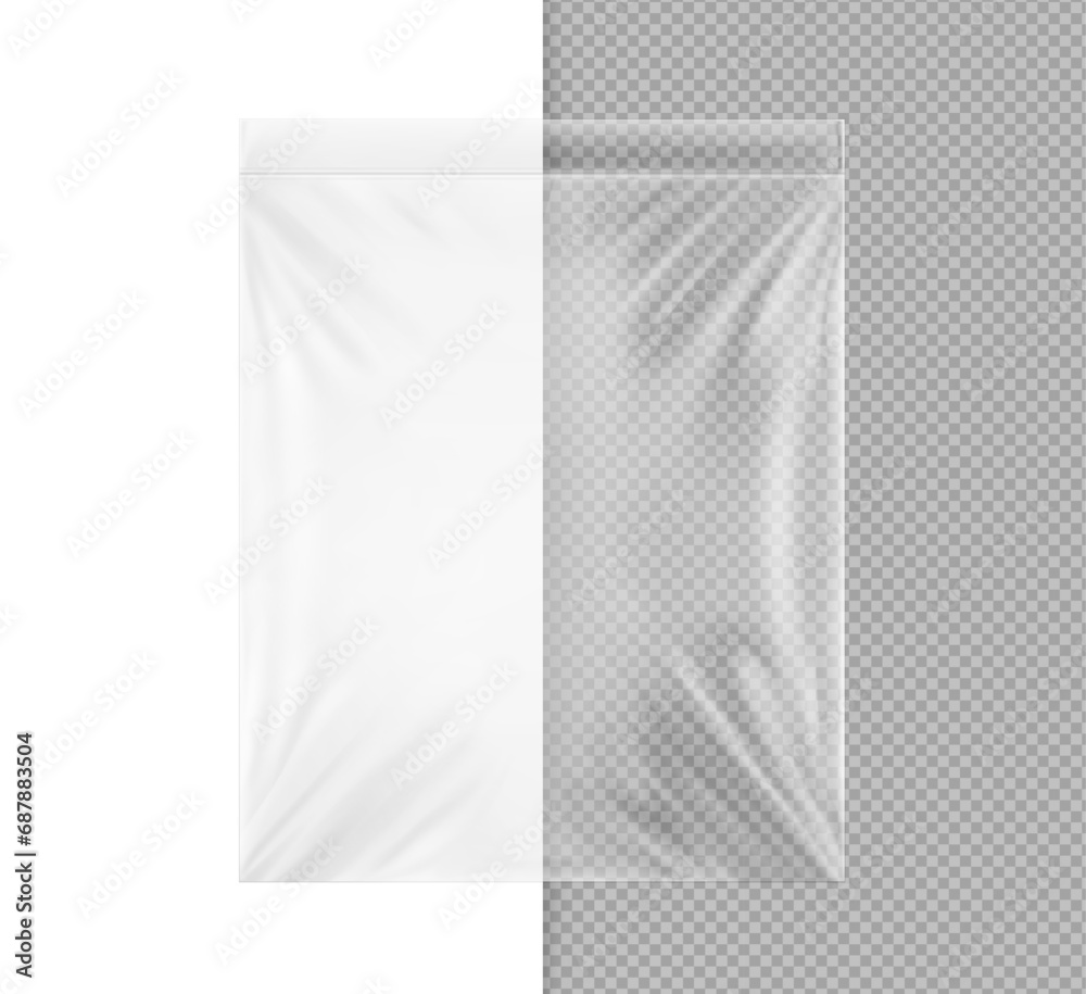 Transparent zip lock bag mockup. Hight realistic vector illustration ...