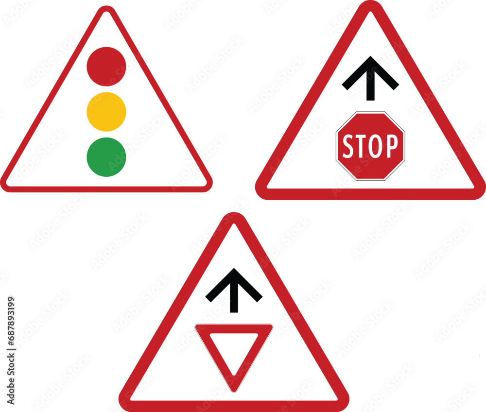 Vetor de Advance warning of traffic control devices signs, Road signs ...
