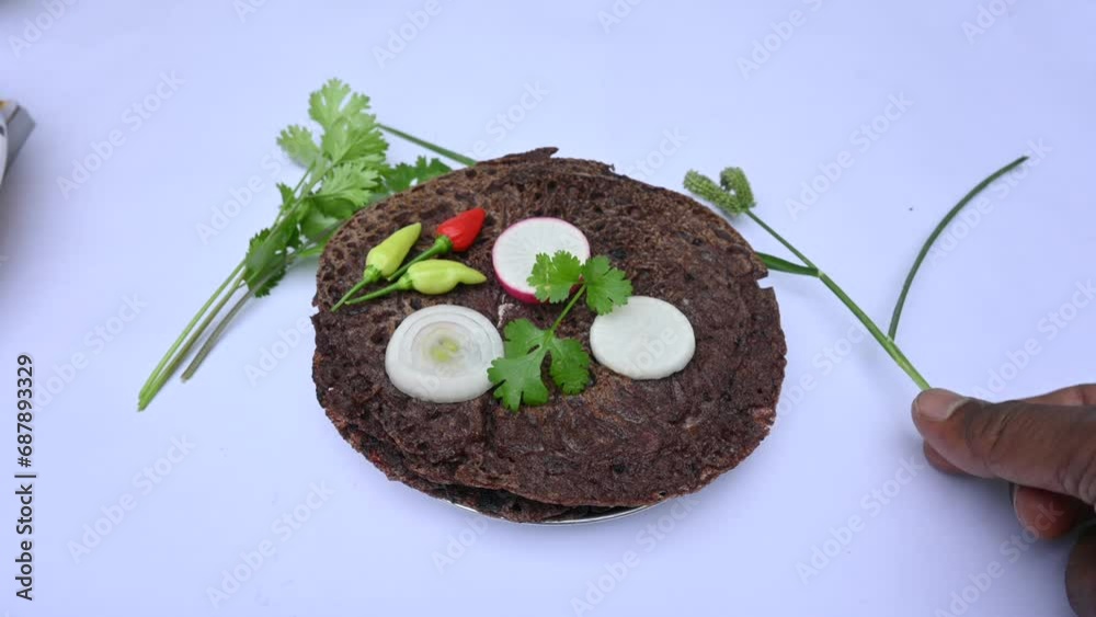 Eleusine coracana or finger millet chapati. Its other names Ragi and ...