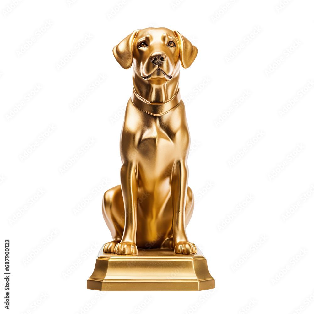 Golden dog award trophy, cut out. Award for first place in dog show ...