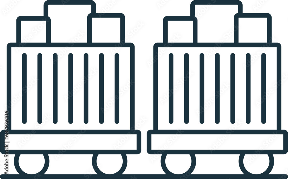 Train cargo outline icon. Monochrome simple sign from logistics ...