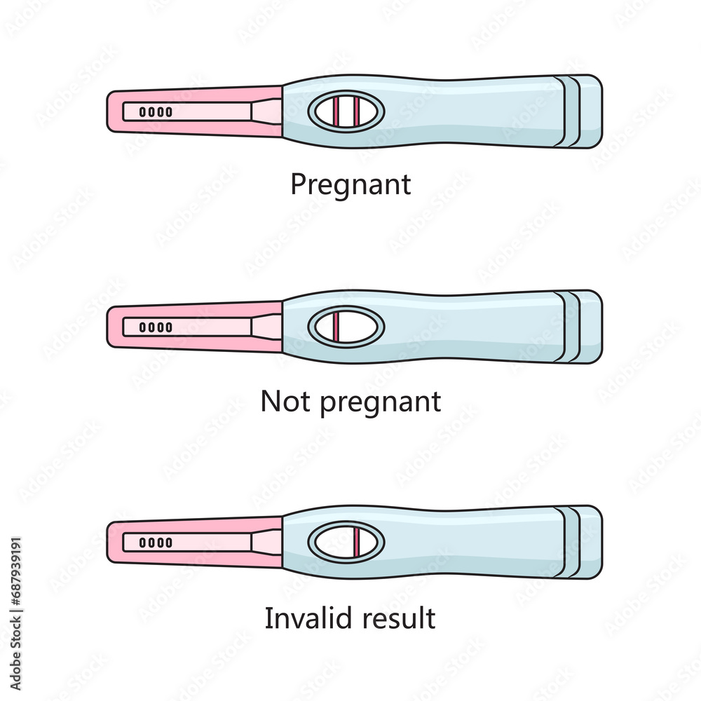 Pregnancy test diagram hand drawn schematic raster illustration ...