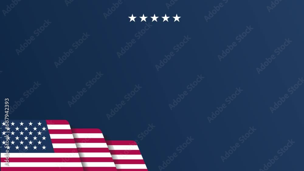 Animated American flag on dark blue gradient background With Copy Space ...