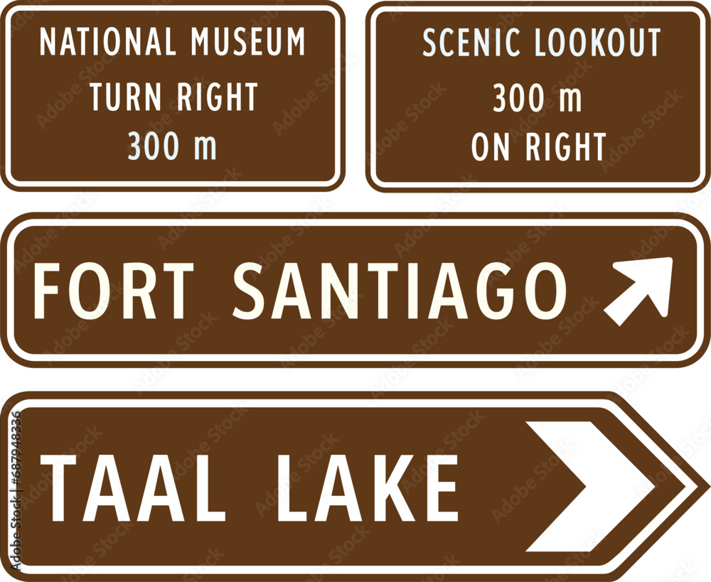 Tourist information and tourist destination signs, Road signs in the ...