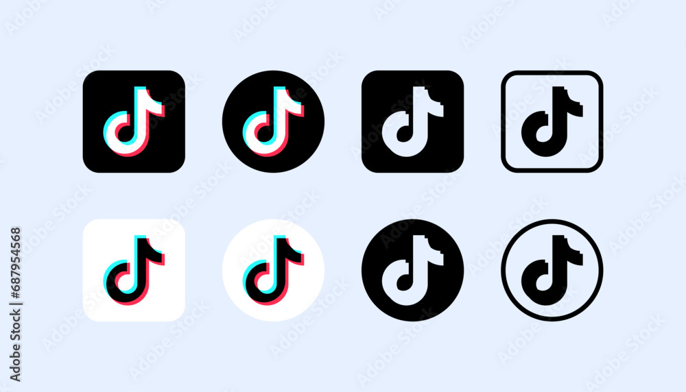 Vetor de Tik Tok logo icons. Set of logos for social media Tik Tok ...