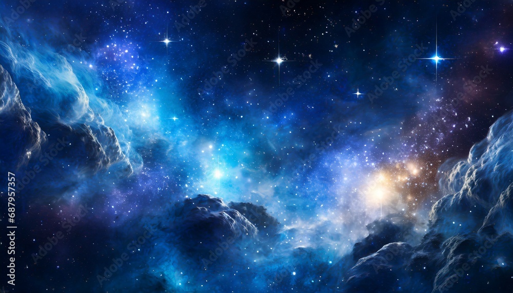 blue space galaxy background star clusters shining into deep space ...