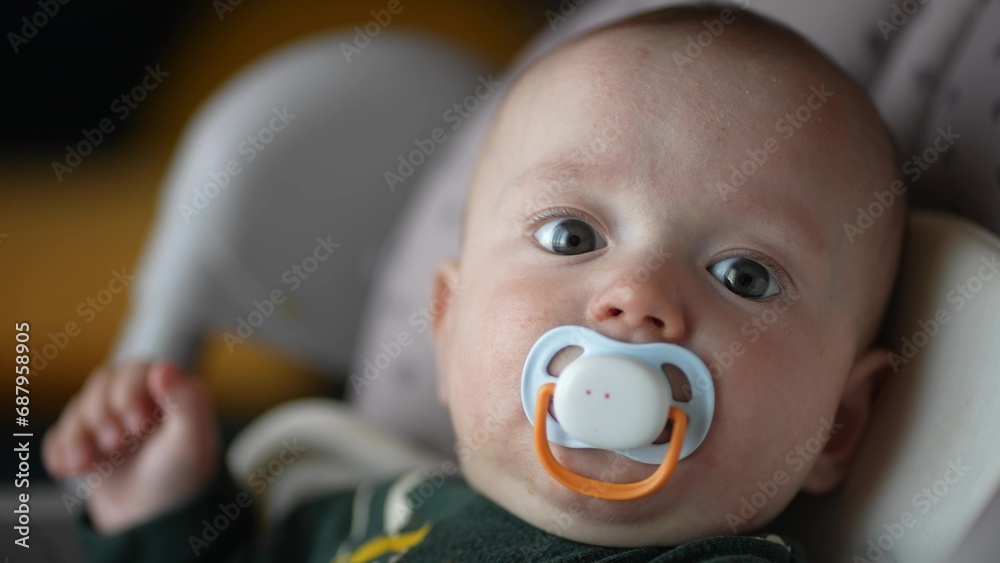 baby infant with pacifier. happy family kid dream concept. baby son ...