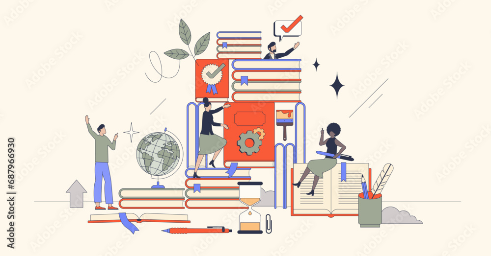 Teamwork in learning and collective education study retro tiny person ...