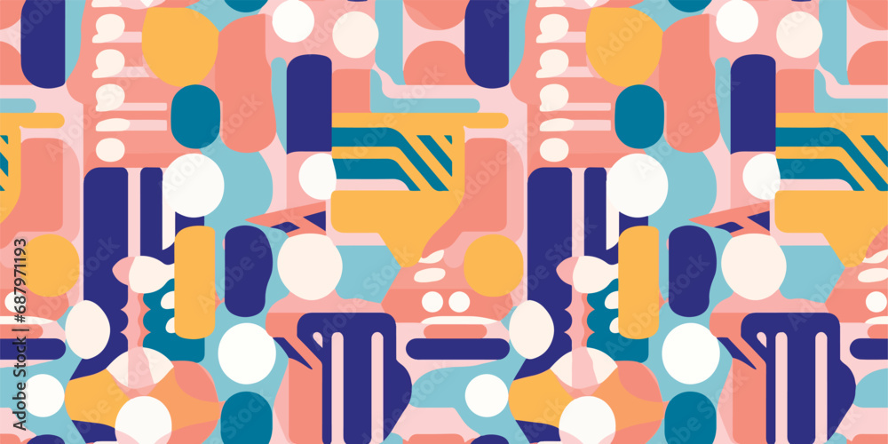 Fun colorful seamless pattern collection. Creative 90s style geometric ...