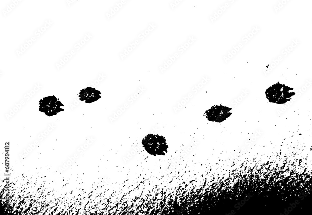 Vector grunge texture of dog paw prints on fresh snow. Using the effect ...