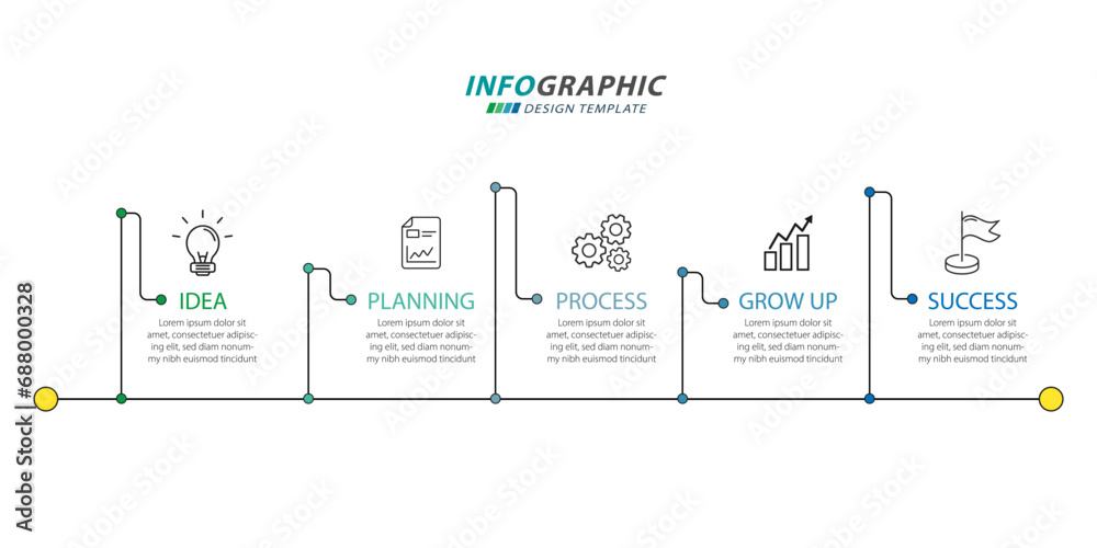 Timeline Creator infographic template. 5 Step timeline journey ...