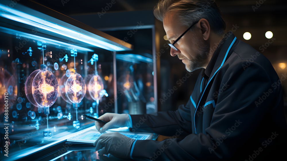 Neuroscientist Analyzing Brain MRI Images for Patient Care in a ...