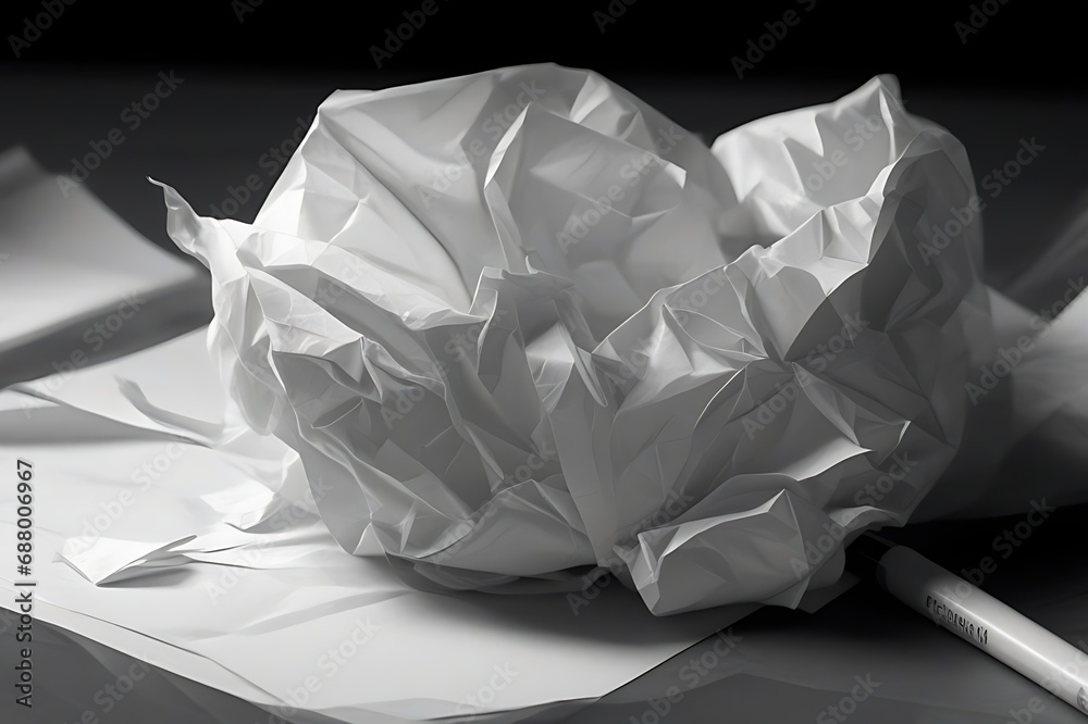Hyper-realistic pencil sketch of a crumpled paper Stock Photo | Adobe Stock