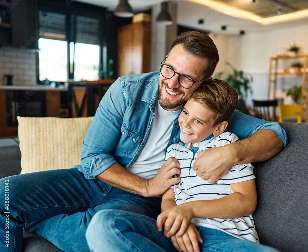 father son family man child portrait parent boy happy together teen ...