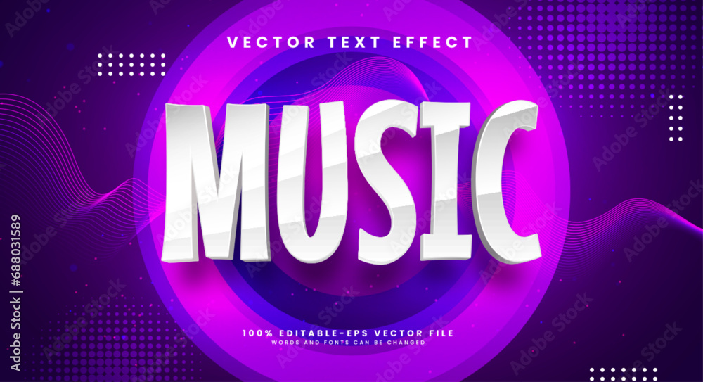 Glowing music editable text style effect. Vector text effect with a ...