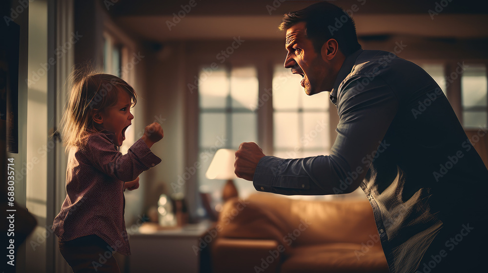 Dad has a fight with his child daughter. Domestic violence ...
