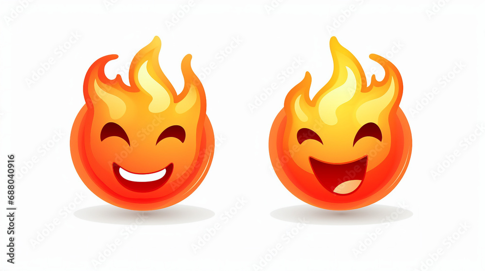 High-Quality 3D Fire Emoticon Isolated on White Background - Burning ...