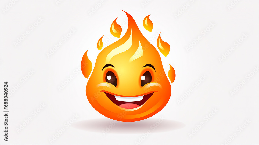 High-Quality 3D Fire Emoticon Isolated on White Background - Burning ...