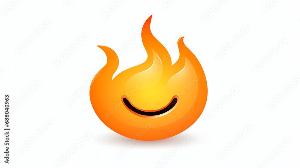 High-Quality 3D Fire Emoticon Isolated on White Background - Burning ...