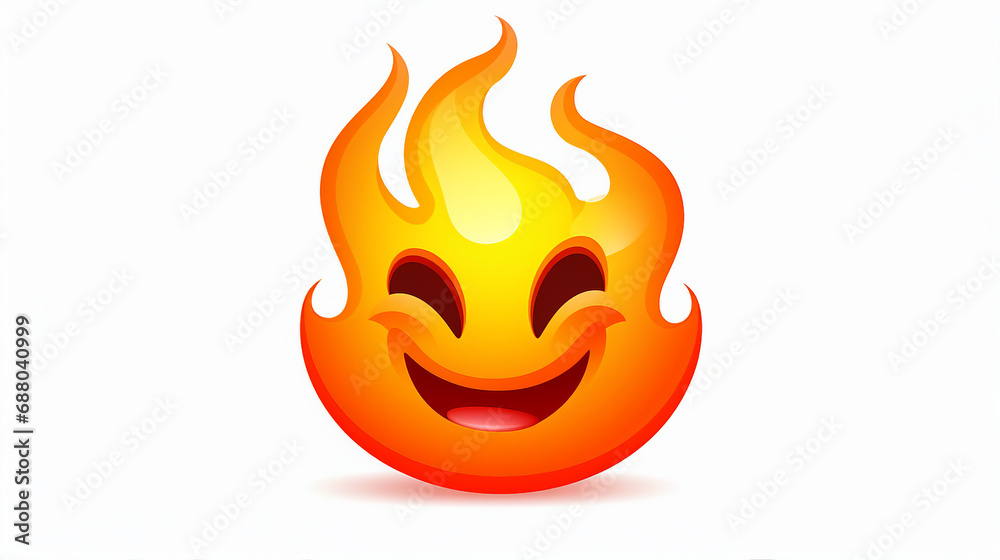 High-Quality 3D Fire Emoticon Isolated on White Background - Burning ...