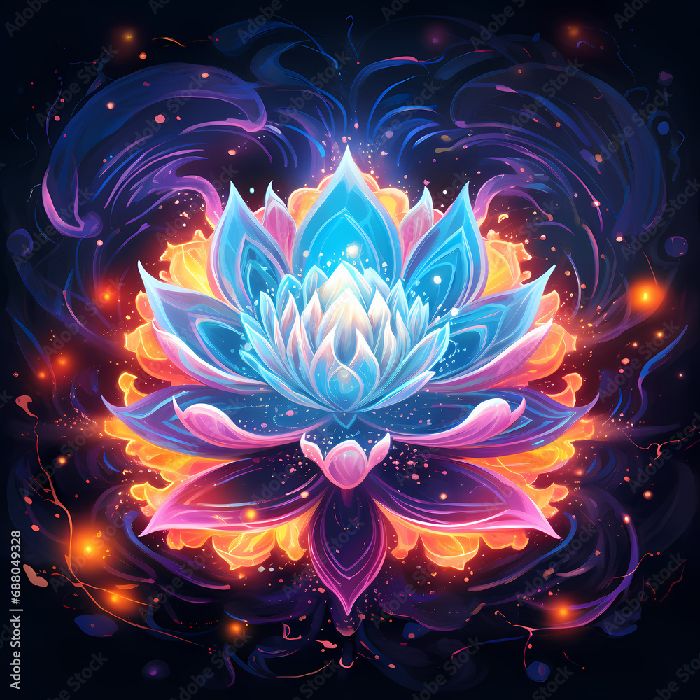 a digital whirlpool featuring the neon glow of lights, cosmic ...