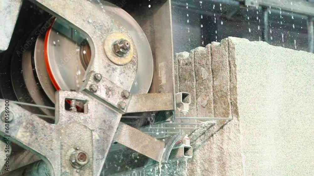 Granite Mineral Block Cut Via Diamond Wires During Stone Material ...