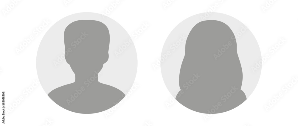 Vector flat illustration in grayscale. Avatar, user profile, person ...