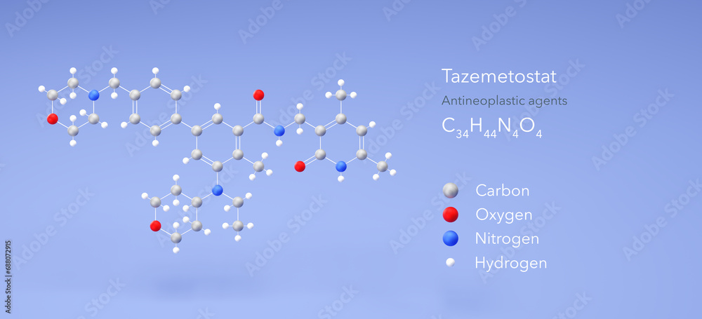 tazemetostat molecule, molecular structures, antineoplastic agents, 3d ...